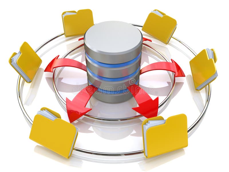 Database Symbol Connected To Computer Folder Icons (3d Render) Stock ...