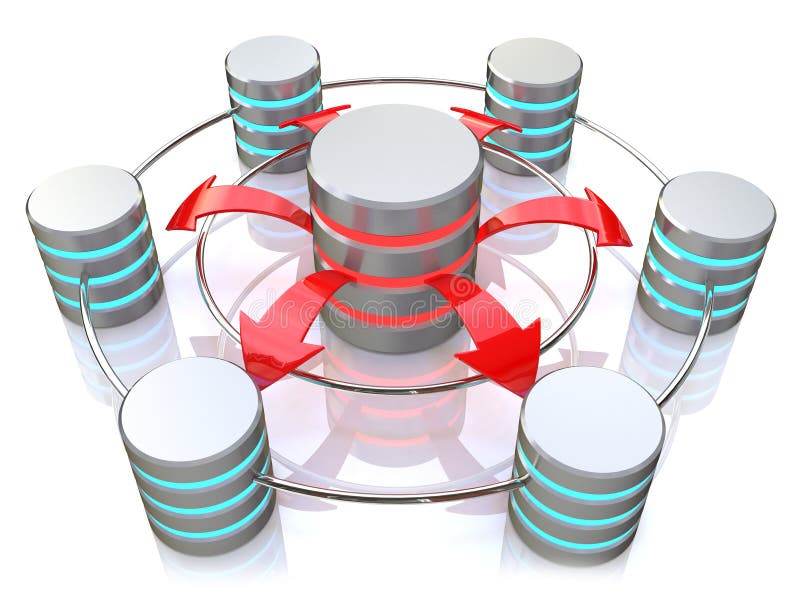 Database Symbol Connected To Metal Hard Disk Icons (3d Render) Stock ...