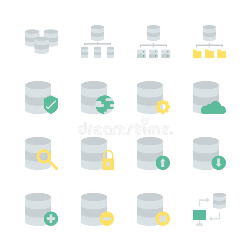 Database System Icon Set.Vector Illustration Stock Vector ...