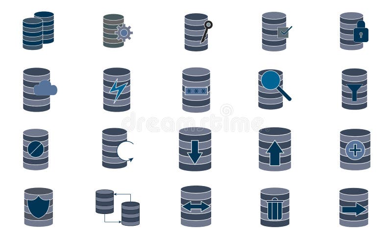Database System Icon Set Vector Illustration Stock Illustration ...