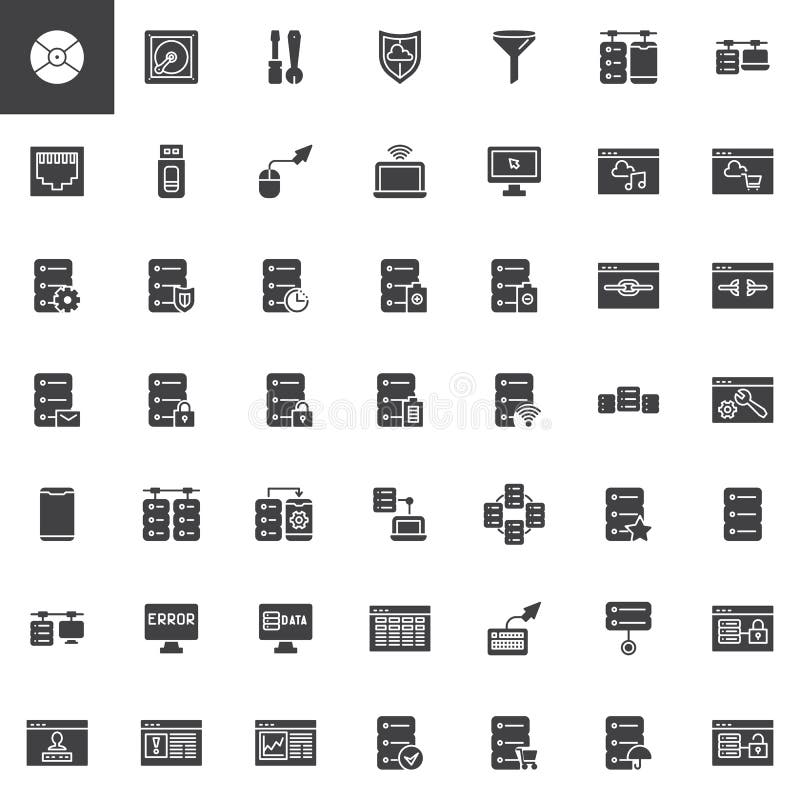 Database System Vector Icons Set Stock Vector - Illustration of backup ...
