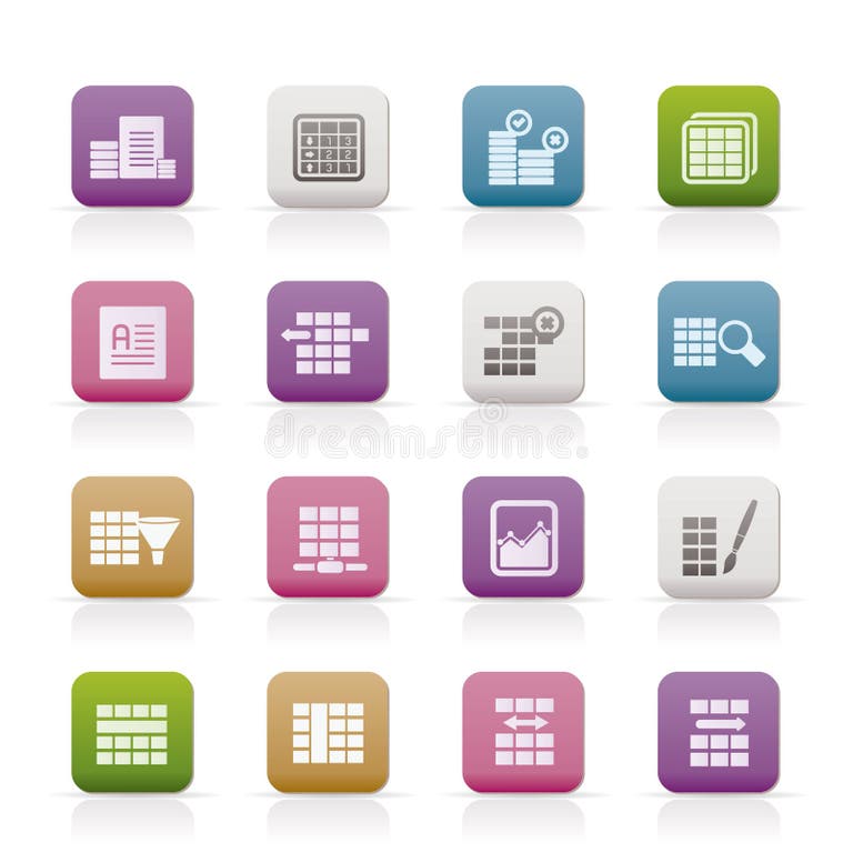 Database and Table Formatting Icons Stock Vector - Illustration of data ...