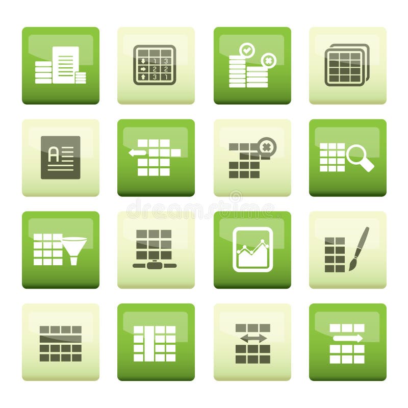 Database and Table Formatting Icons Stock Vector - Illustration of data ...