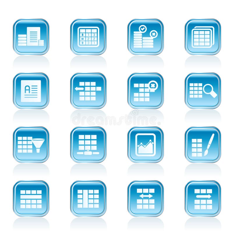 Database and Table Formatting Icons Stock Vector - Illustration of data ...