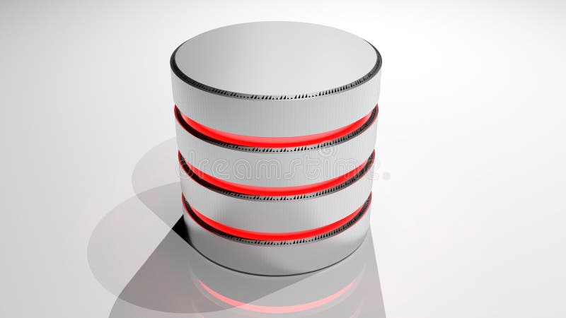DATABASE Technology Concept Image with Metallic Disks and Red Light ...