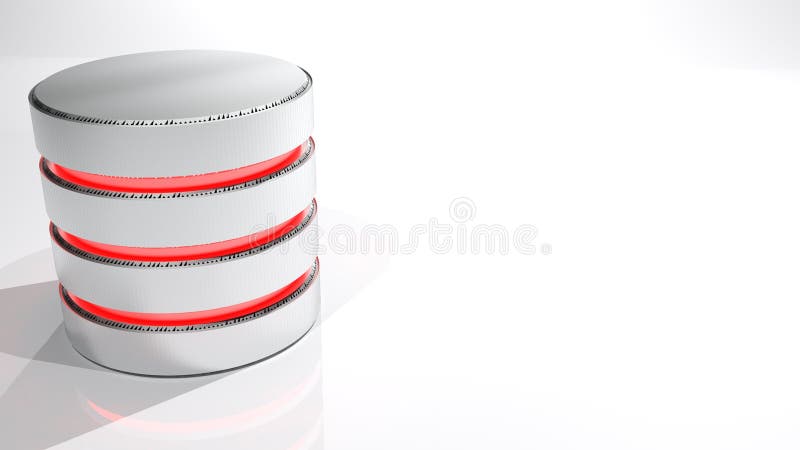 DATABASE Technology Concept Image with Metallic Disks and Red Light ...