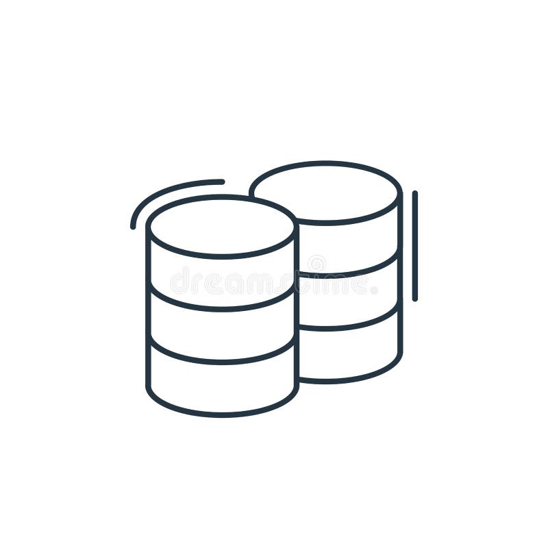 Database Vector Icon Isolated on White Background. Outline, Thin Line ...