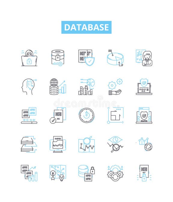 Database Vector Line Icons Set Database Sql Mysql Oracle Access Mongodb Postgresql 0271