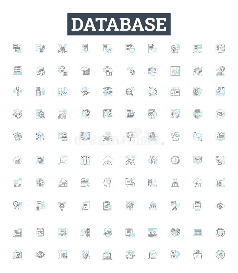 Database Vector Line Icons Set Database Sql Mysql Oracle Access Mongodb Postgresql