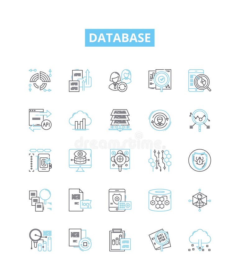 Database Vector Line Icons Set Database Sql Mysql Oracle Access Mongodb Postgresql