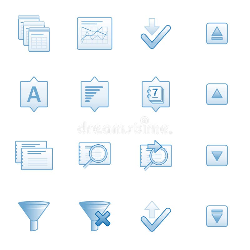 Database Web Icons Set 2, Blue Series Stock Vector - Illustration of ...