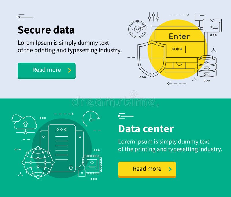 Datacenter Banner Set stock vector. Illustration of background - 73293116