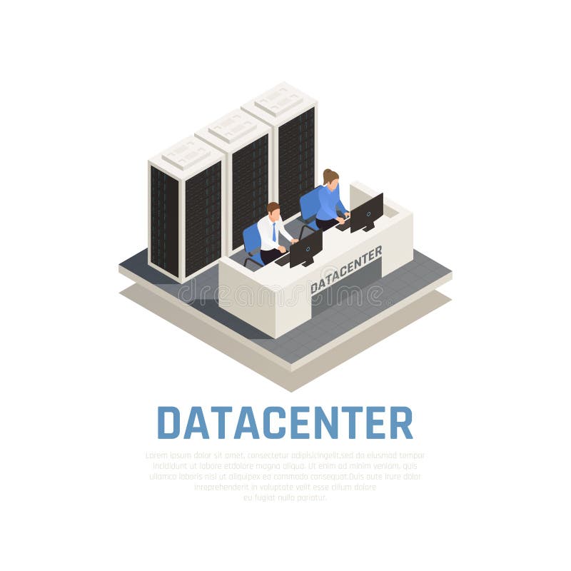 Datacenter Isometric Concept Stock Vector - Illustration of center ...