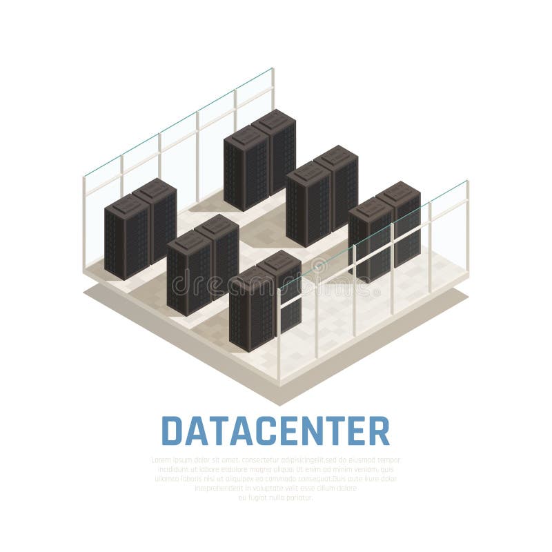 Datacenter Elements Icon Set Stock Vector - Illustration of interface ...