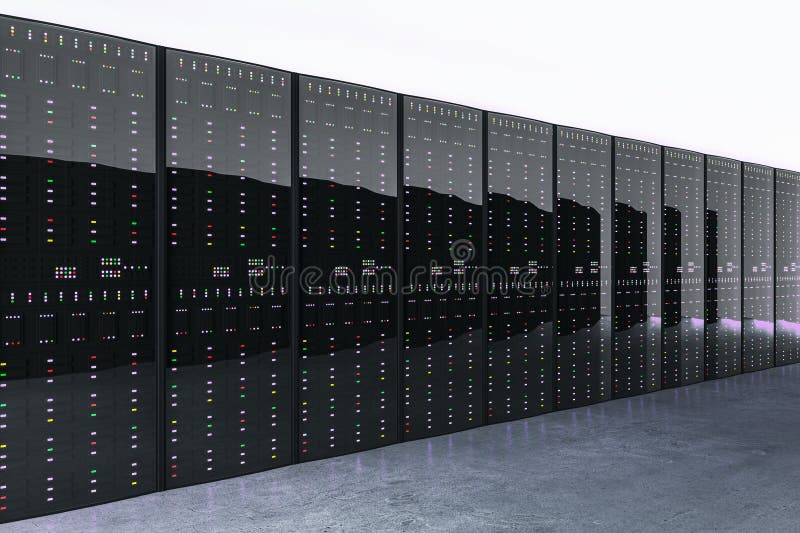 Datacenter Interior with Servers. 3D Stock Illustration - Illustration ...