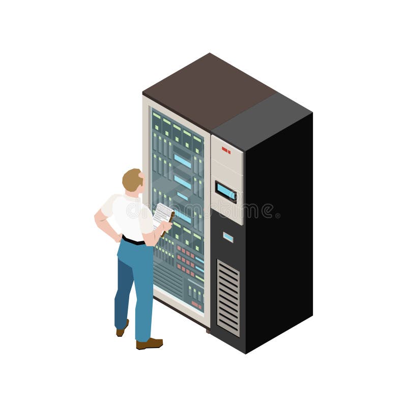 Datacenter Isometric Icon stock vector. Illustration of computing ...