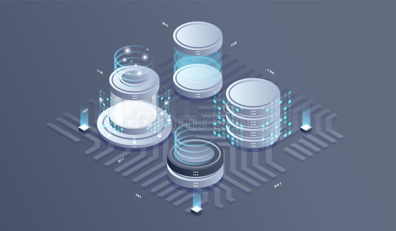 Datacenter Isometric Vector Illustration. Information Flow,digital ...