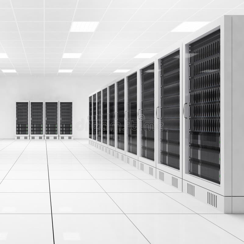 Datacenter mit zwei Reihen stock abbildung. Illustration von netz ...