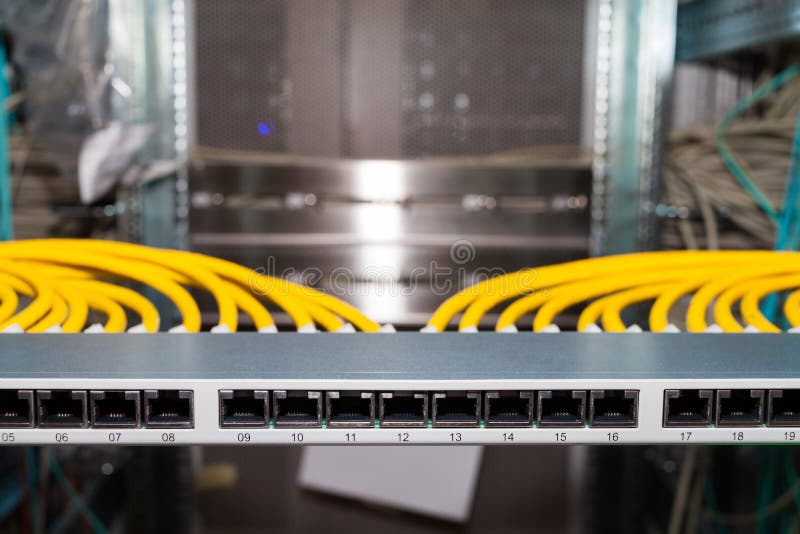 Network Patch Panel in a Data Center Stock Photo - Image of cluster ...