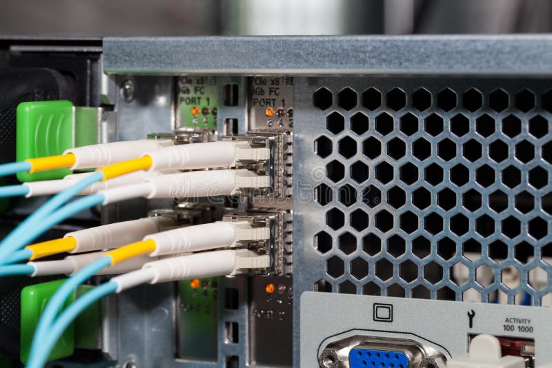 Datacenter Server Fiber Optic Connection To A Server Stock Photo ... Datacenter Server Fiber Optic Connection To A Server Stock Photo ...