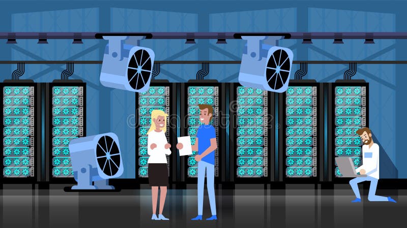 Datacenter Server Room. Cloud Storage Rack Cluster Stock Illustration ...