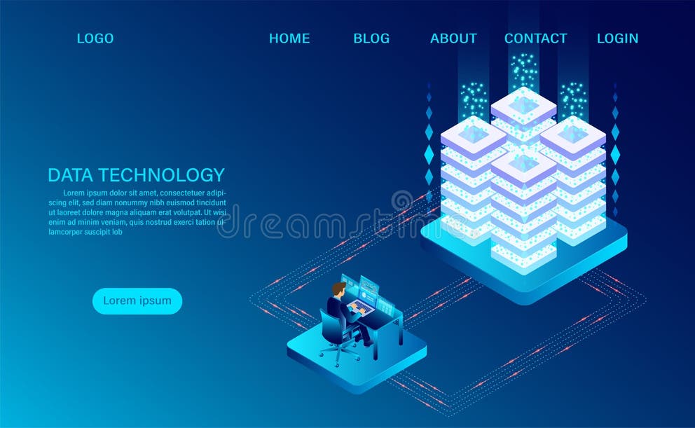 Datacenter Server Room Cloud Storage Technology and Big Data Processing Protecting Data Security ...