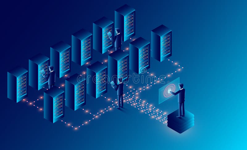 Datacenter Server Room Cloud Storage Technology and Big Data Stock ...