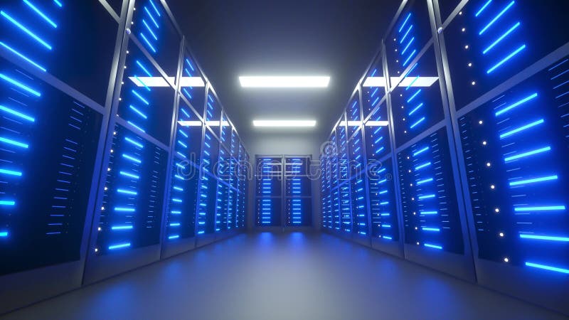 Datacenter Server Room Walkthrough Animation, 3d Render Stock Video ...