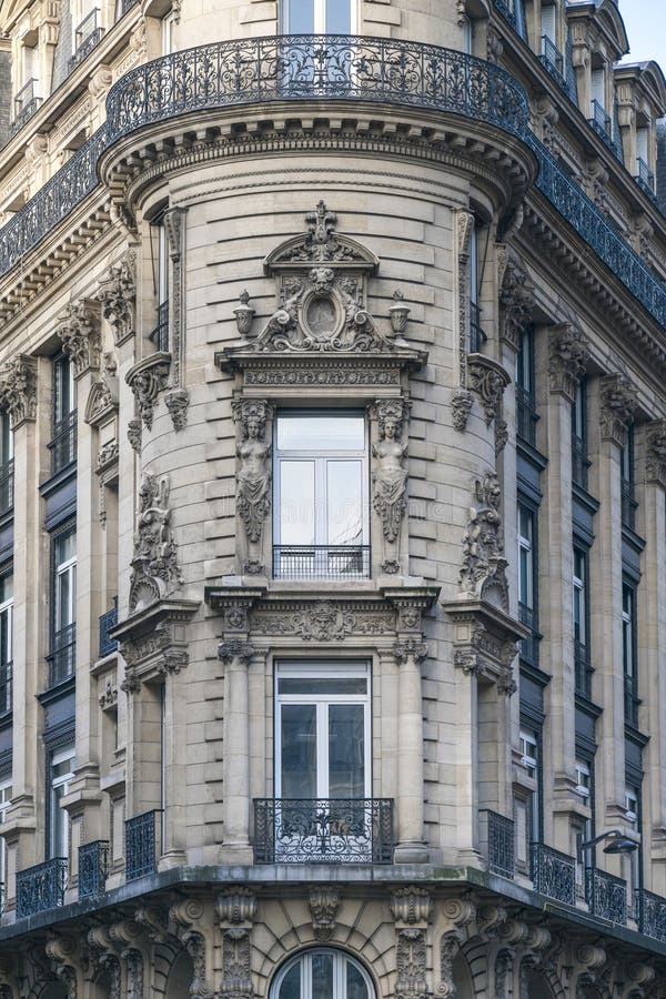 Datail of the Front and Narrow Triangle Haussmannian Architecture ...