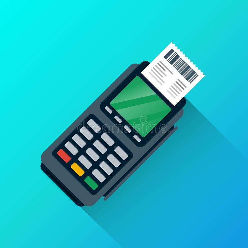 Dataphone Vector Illustration Concept with Invoice or Receipt Paper ...