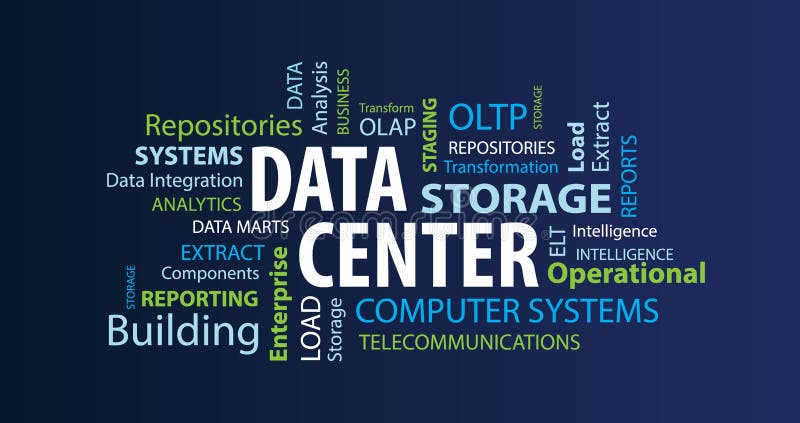 Data Center Word Cloud stock vector. Illustration of background - 186440010
