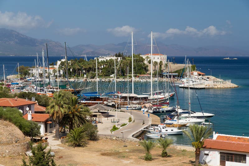 Datca Town Harbour at Sunrise, Mugla, Turkey Stock Photo - Image of ...