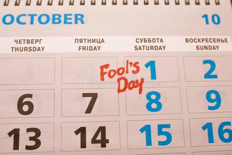 The Date of April 1 on the Calendar Close Up. April Fool S Day Stock ...