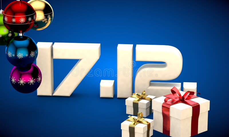 17 12 Date Calendar Gift Box Christmas Tree Balls 3d Illustration Stock ...