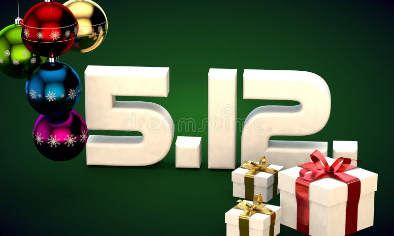 512 Date Calendar Gift Box Christmas Tree Balls 3d Illustration Stock ...