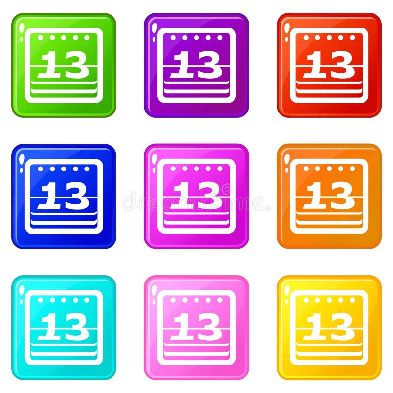 Date Calendar Icons Set 9 Color Collection Stock Vector - Illustration ...
