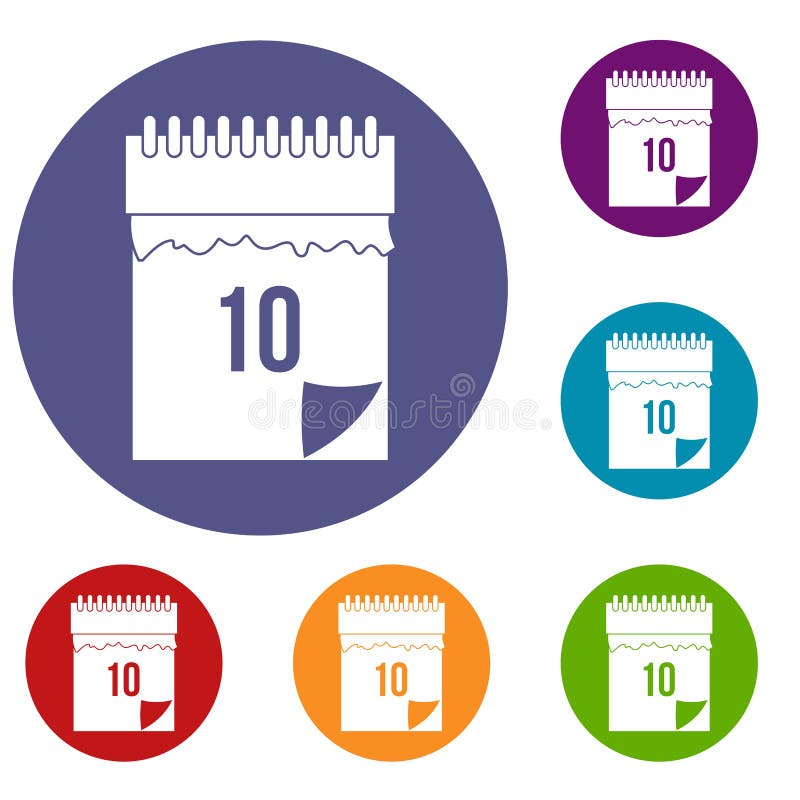 10 date calendar icons set stock vector. Illustration of cardboard ...