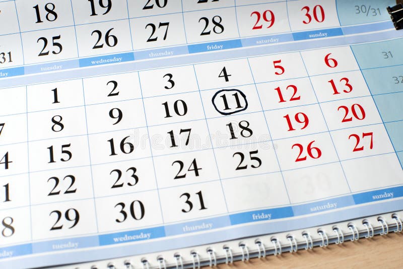 Date on Calendar is Marked with Black Circle Stock Image - Image of ...