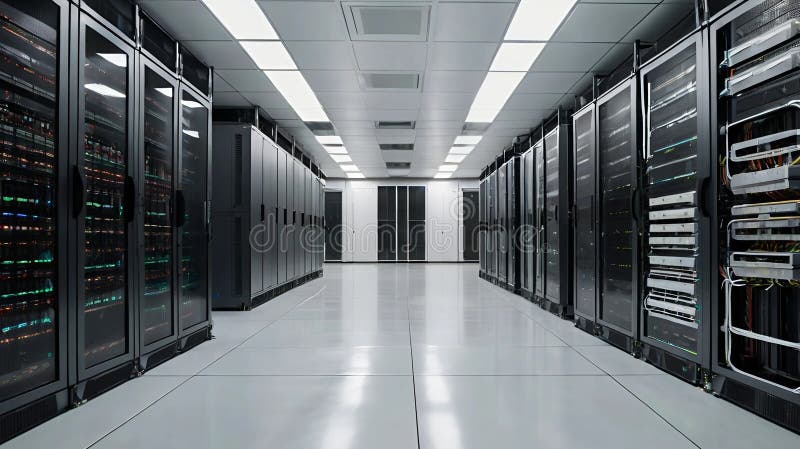 Date Center Server Room with Servers Stock Illustration - Illustration ...