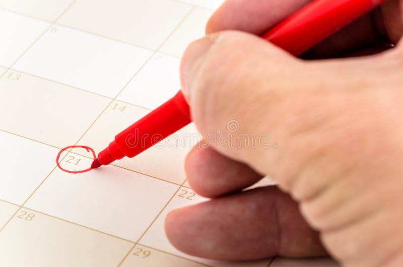 Date Circled in Red on a Calendar Stock Photo - Image of colourful ...