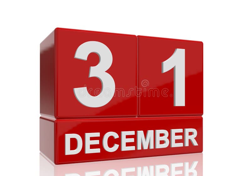 The Date of 31 December in White Numbers and Letters on Red, Glossy ...