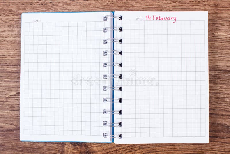 Date of February 14 Written in Notebook, Valentines Day Stock Image ...
