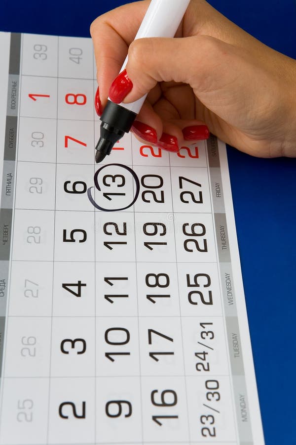 Date Friday 13 is Marked on the Calendar. Stock Image - Image of ...