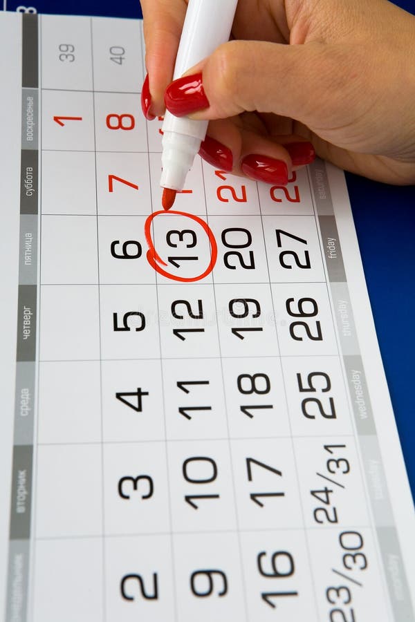 Date Friday 13 is Marked on the Calendar. Stock Photo - Image of marker ...