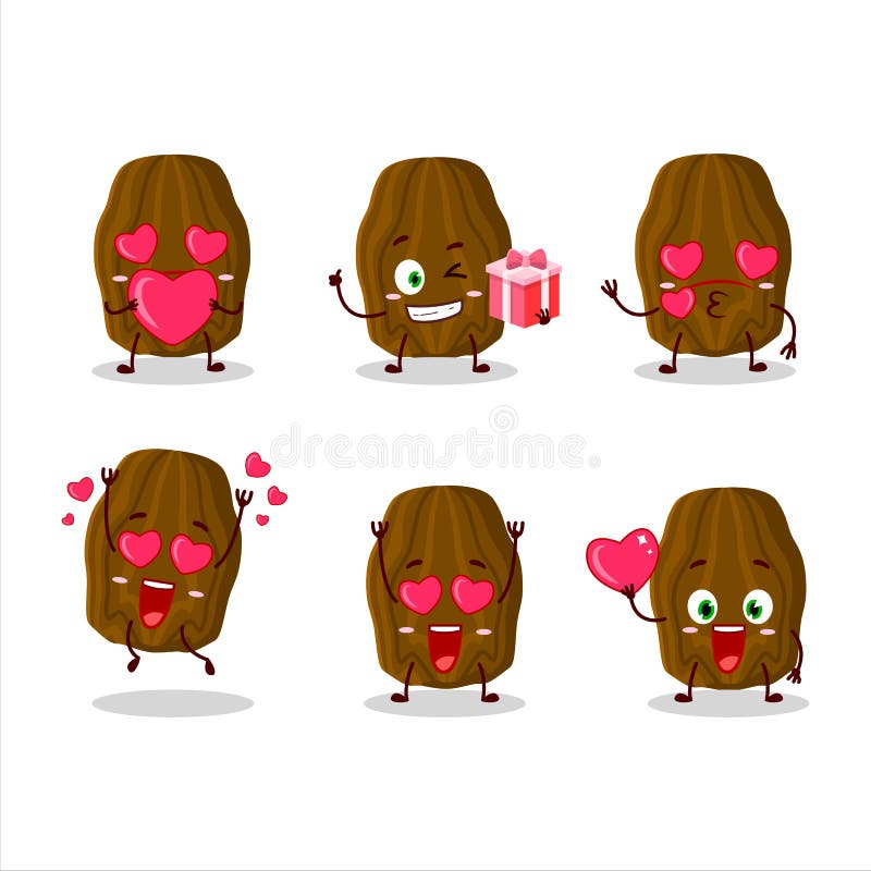 Date Fruit Cartoon Character with Love Cute Emoticon Stock Vector ...