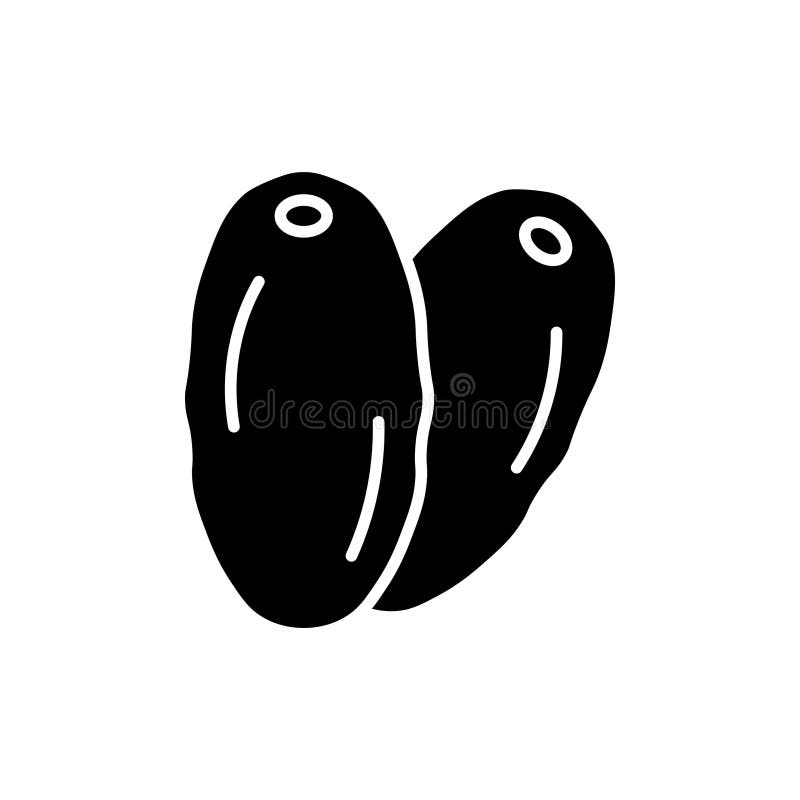 Date Fruit Icon Set. Date Fruit Palm Tree Vector Symbol in a Black ...