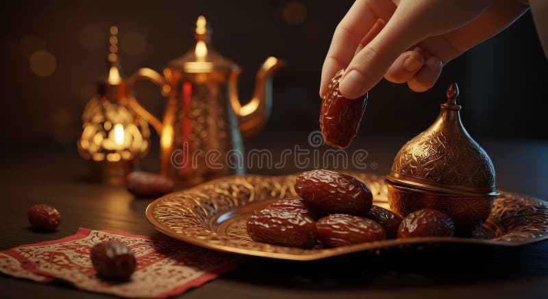 Date Fruit with Oriental Decoration Stock Illustration - Illustration ...