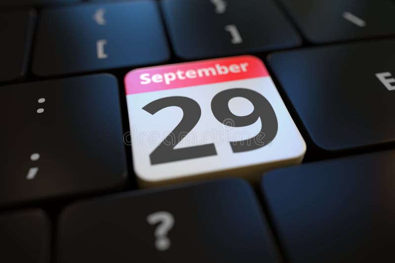 September 29 Date on a Keyboard Key, Conceptual 3d Rendering Stock ...