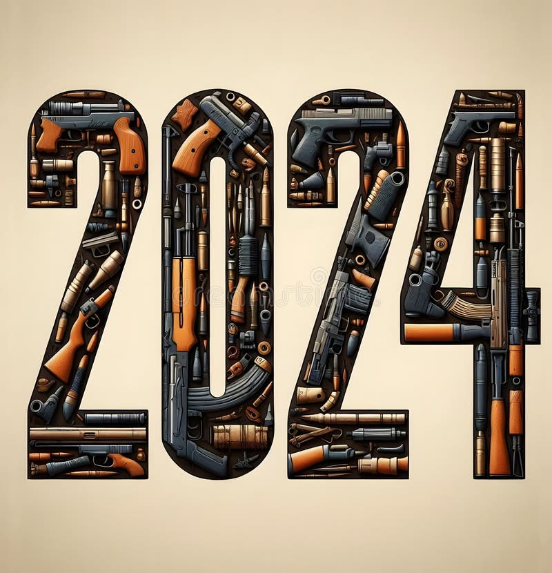 Date 2024 Laid Out with Weapons and Ammunition Stock Illustration ...