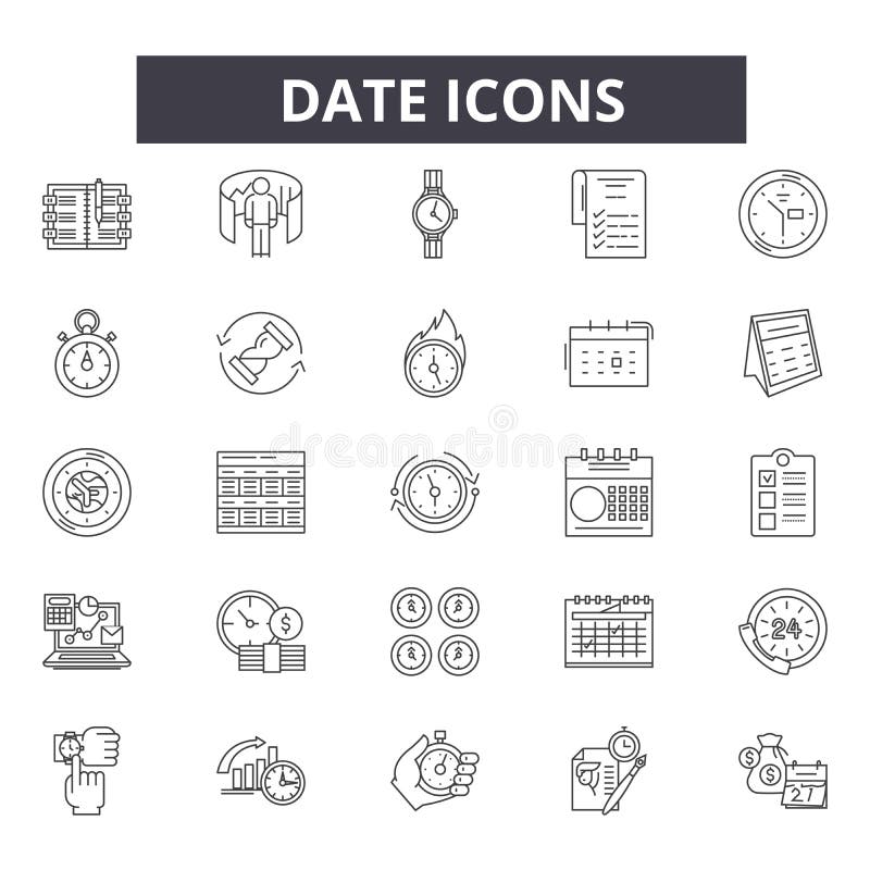 Date Line Icons for Web and Mobile Design. Editable Stroke Signs. Date ...